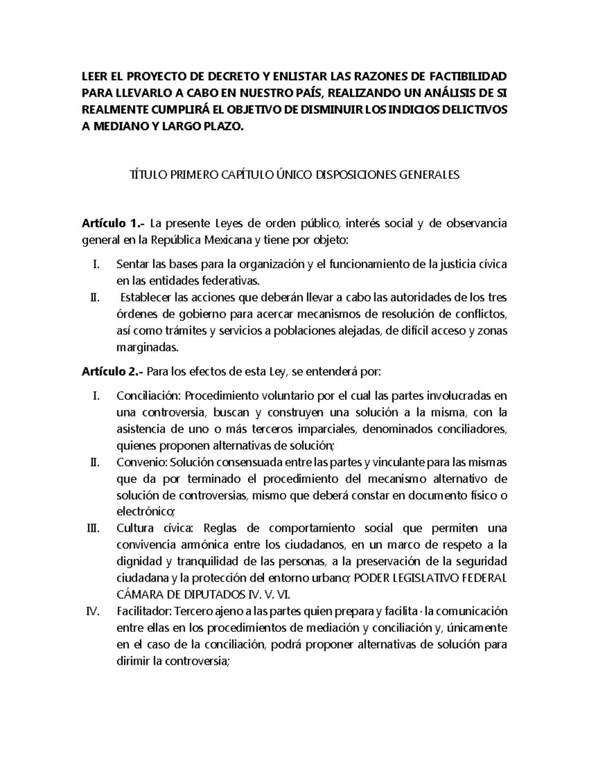 Tarea - Proyecto DE Decreto - LEER EL PROYECTO DE DECRETO Y ENLISTAR ...
