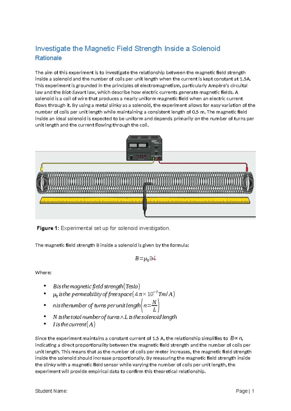 EP1 Report 2025 - PRAC: Magnetic Field Strength in a Solenoid ...