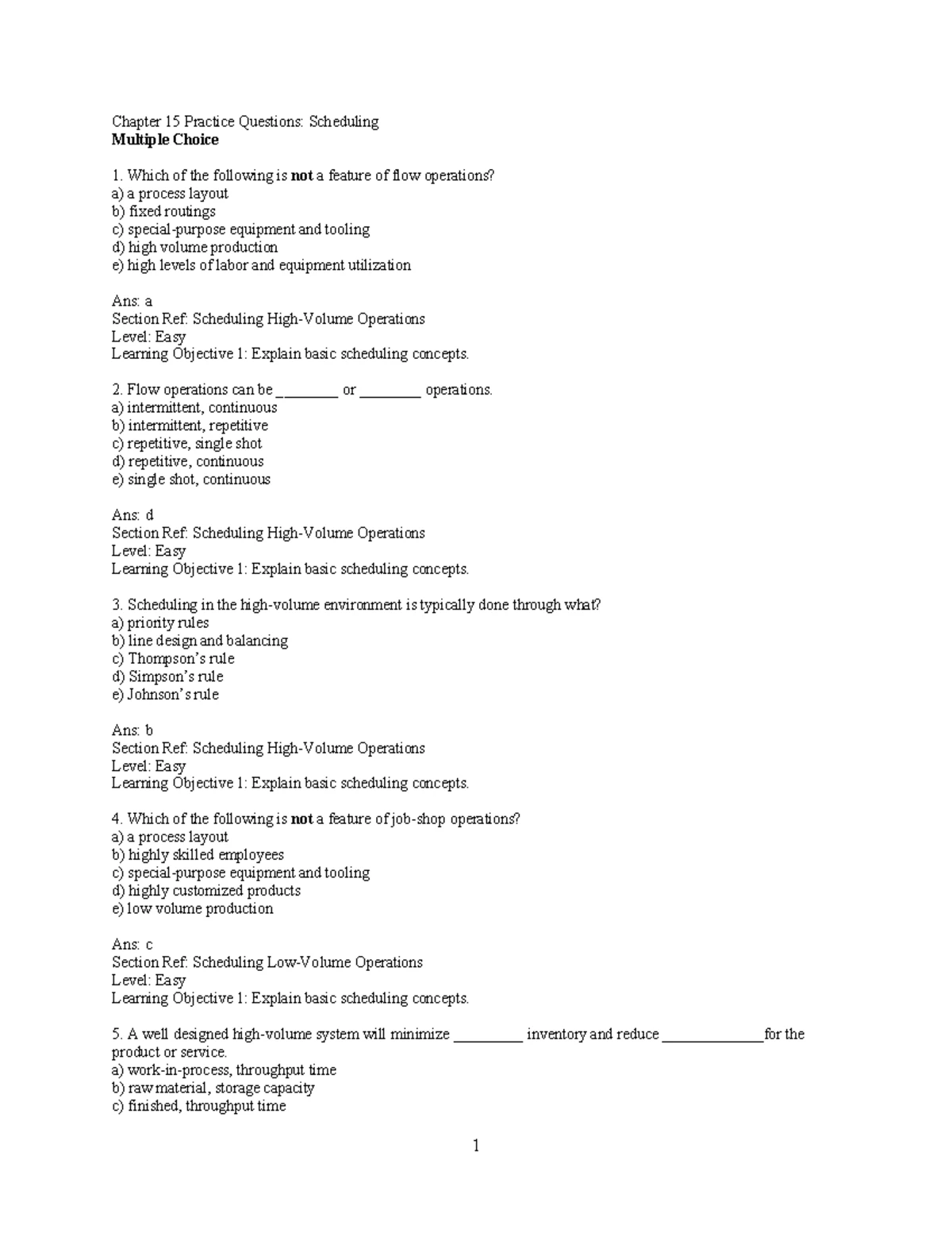 CH 1 Opmgmt - Practice questions - Chapter 1: Introduction to ...