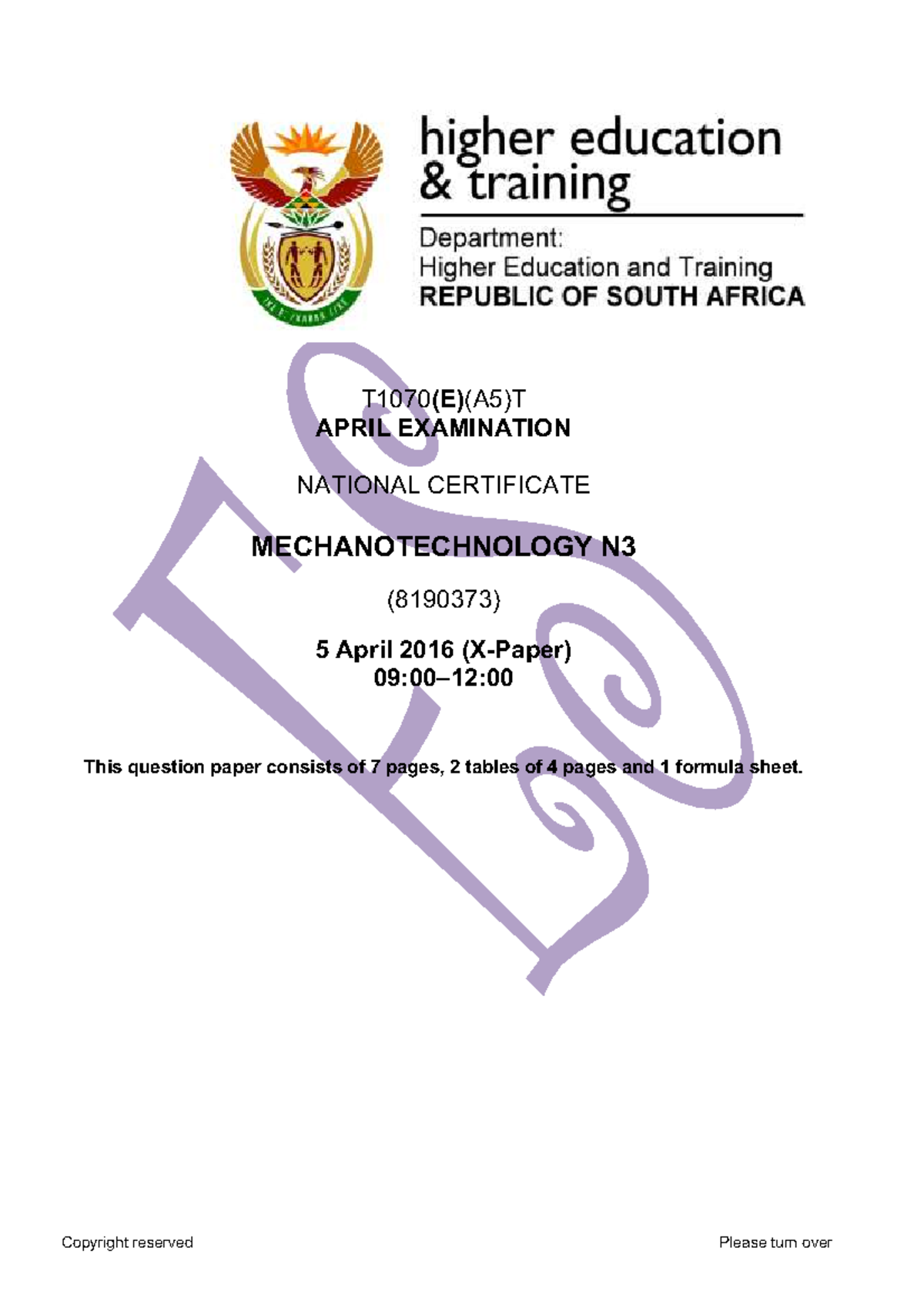 N3 Mechanotechnology April 2016 - T 1070 (E)(A 5 )T APRIL EXAMINATION ...