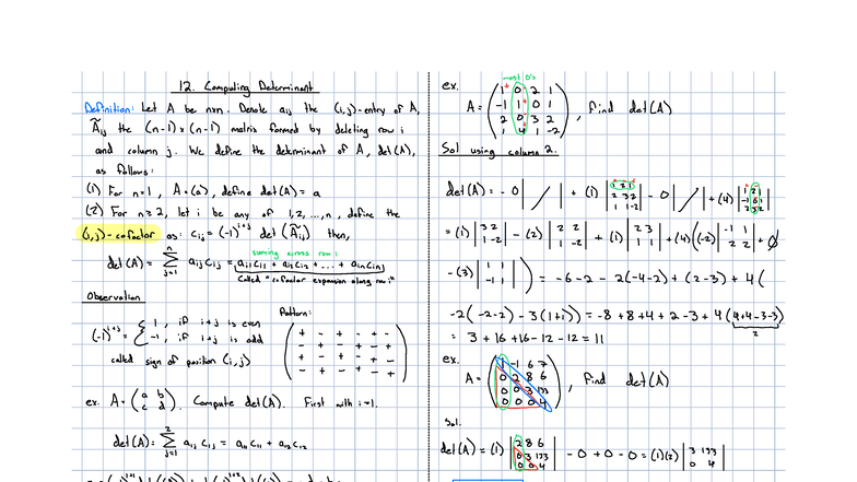 12. Computing Determinants: Definition and Properties - Studocu