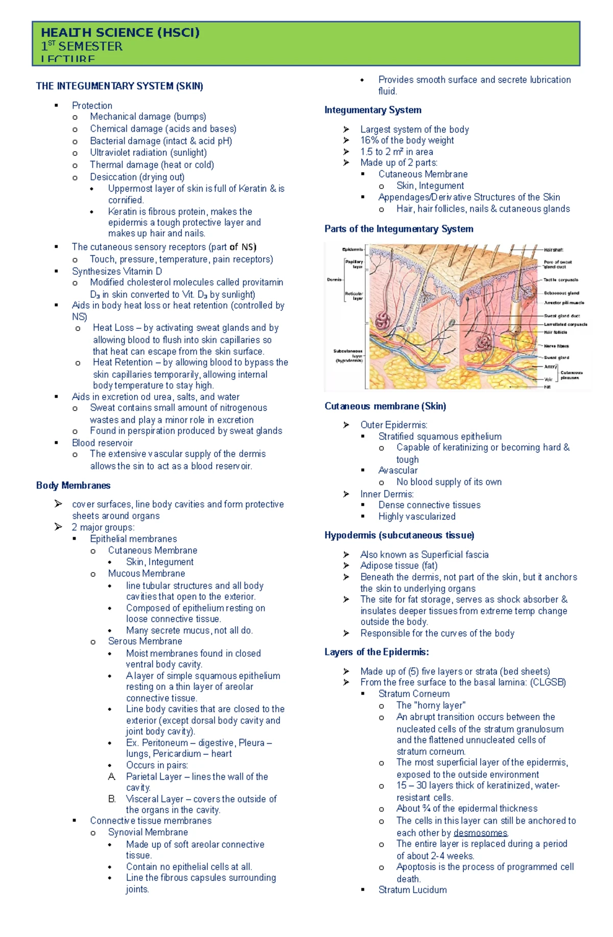 HSCI Lesson 2 - lecture notes - WEEK NUMBER 2 / VIDEO LECTURE (MS. NIÑA ...