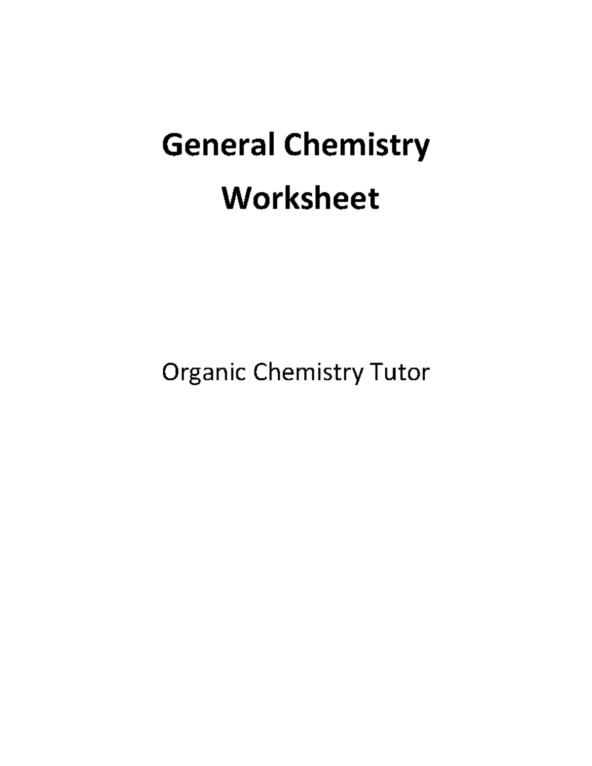 General Chemistry 1 Review - Worksheet 2 Solutions and Questions - Studocu