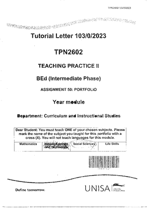 TPS2602 - Unisa - Teaching practice - Studocu