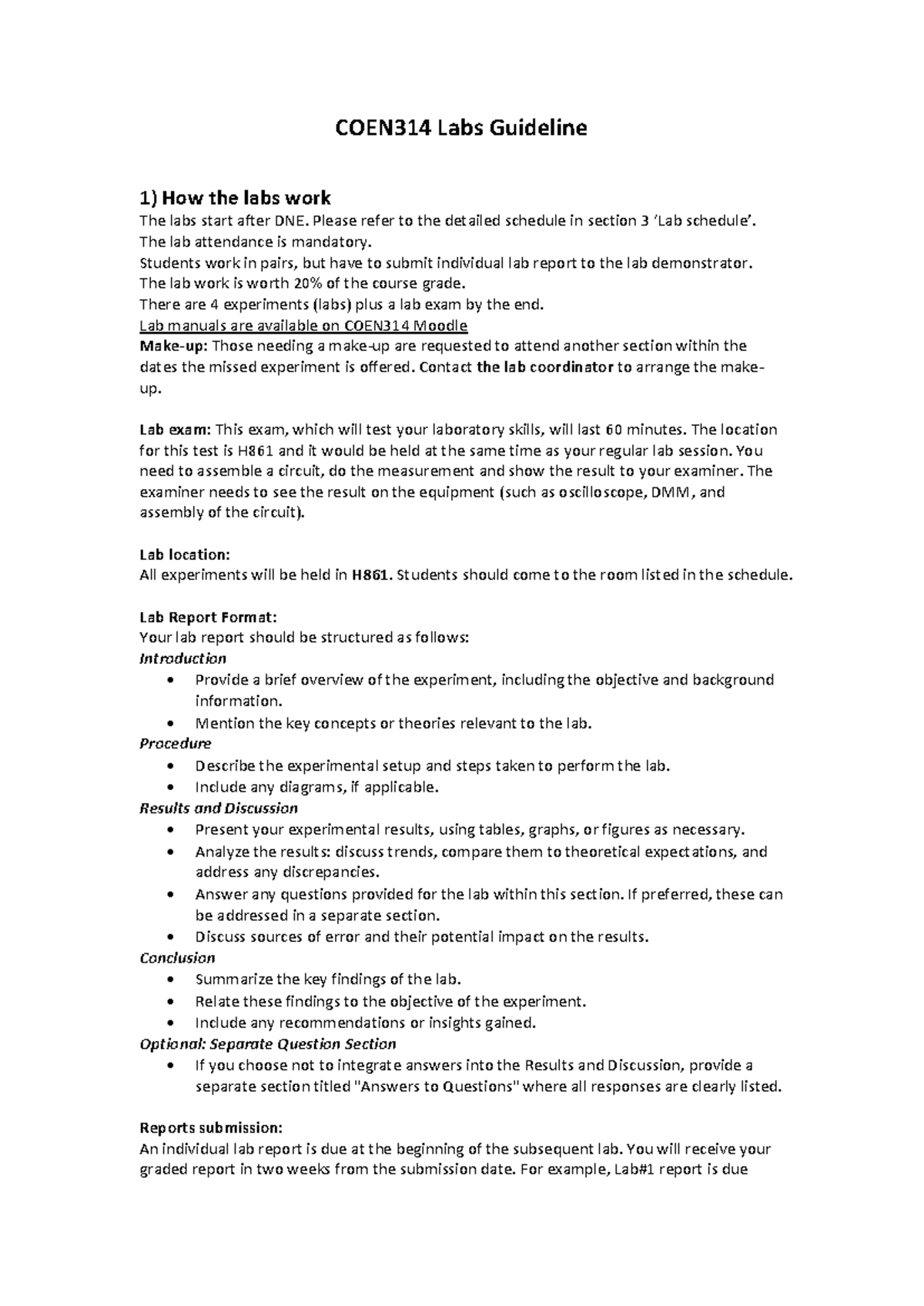 Lab Guidelines for COEN314 - Fall 2025 - Studocu