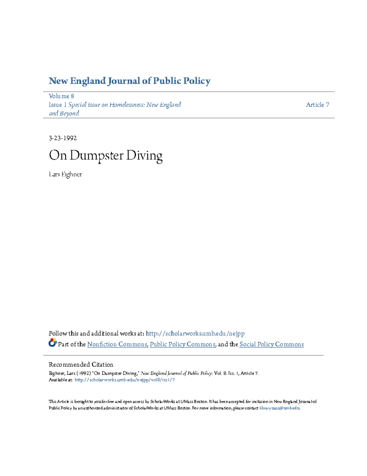 On Dumpster Diving: Insights from Lars Eighner's Experience - Studocu