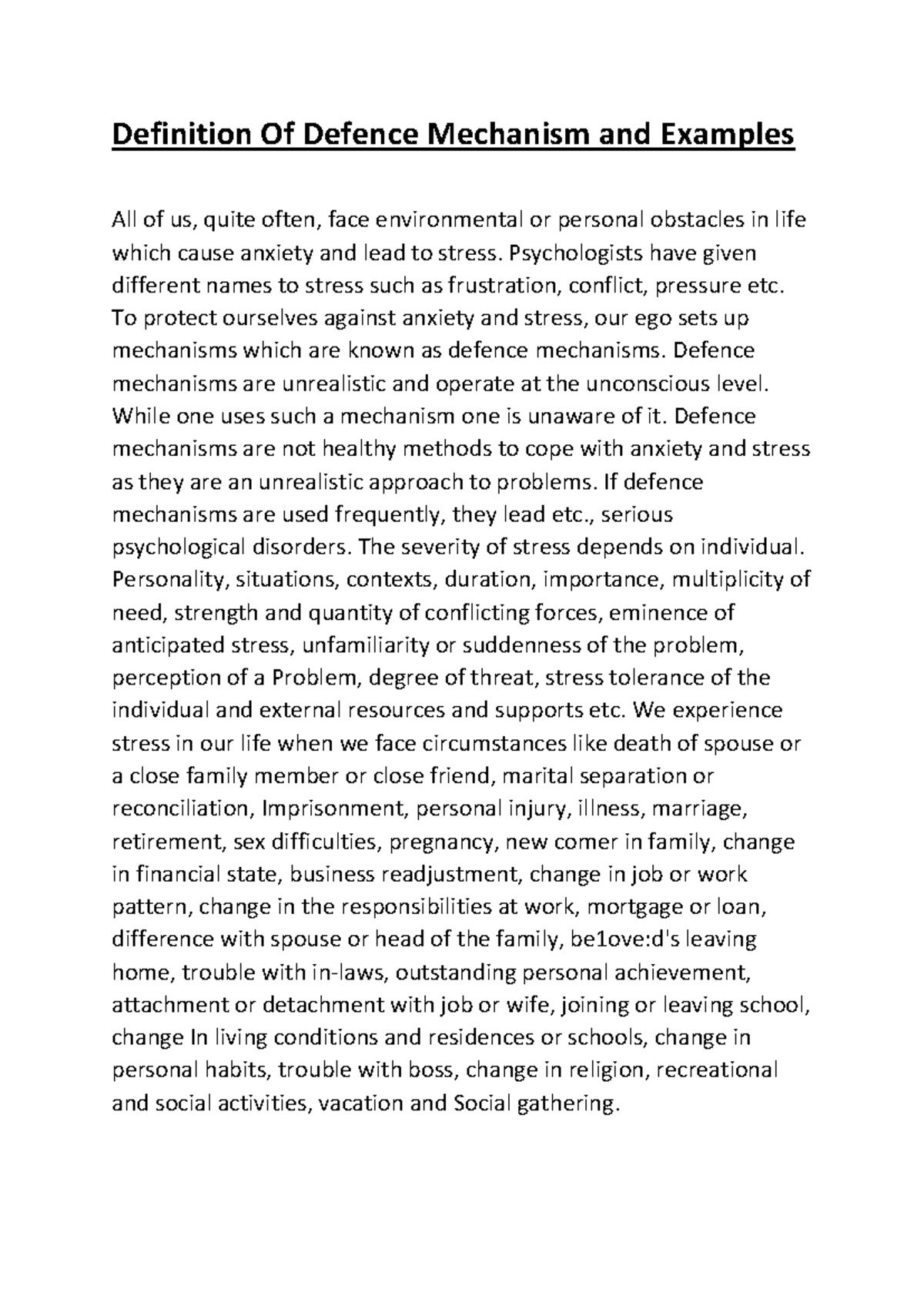 Definition Of Defence Mechanism and Examples - Psychologists have given ...