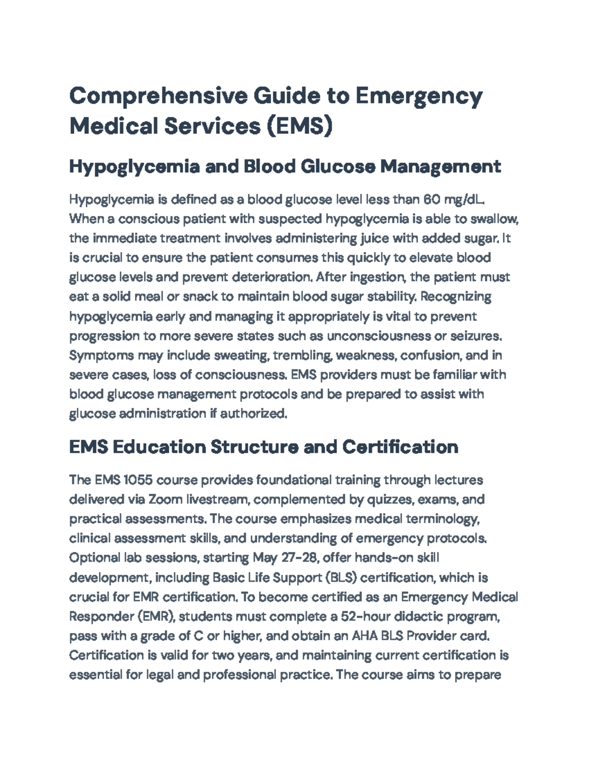 Comprehensive Guide to EMS Education & Practices (EMS 1055) - Studocu