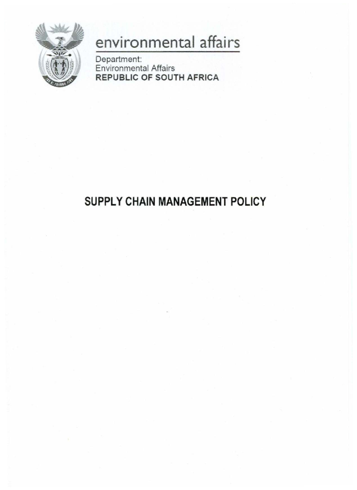 Environmental Affairs SCM Policy - environmental affairs Department ...