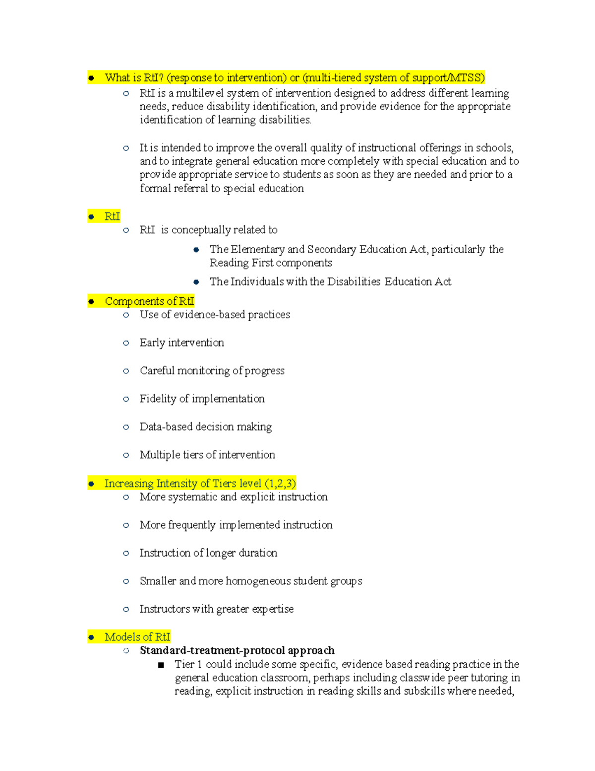 Response to Intervention (RtI) and MTSS: Chapter 7 Overview Notes - Studocu
