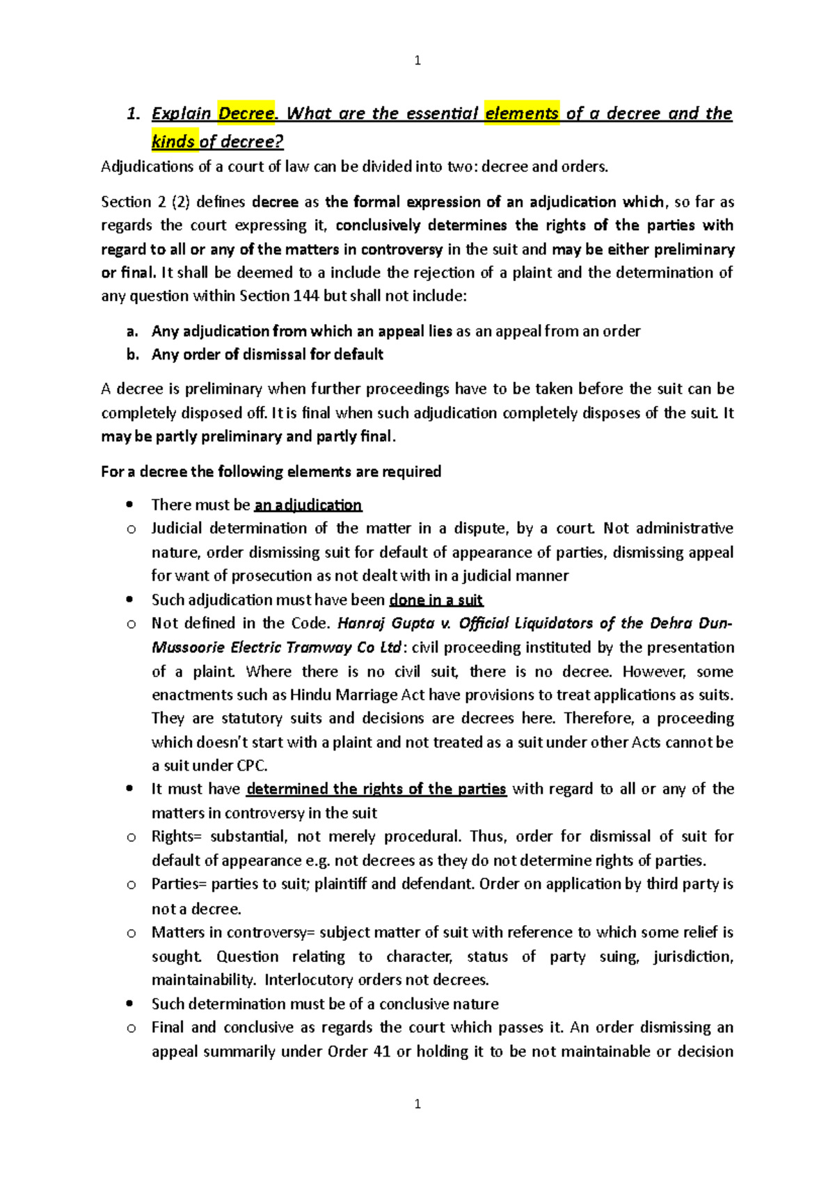 Exam, questions and answers - 1 1. Explain Decree. What are the ...