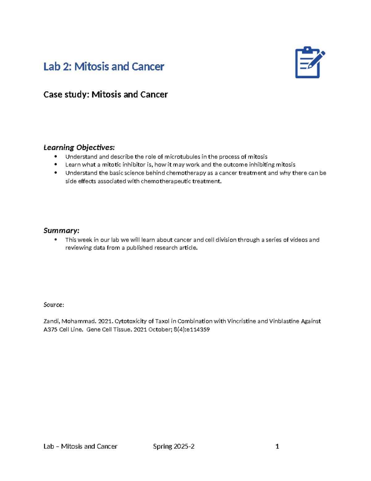 Lab 2: Mitosis and Cancer Case Study Analysis and Findings - Studocu