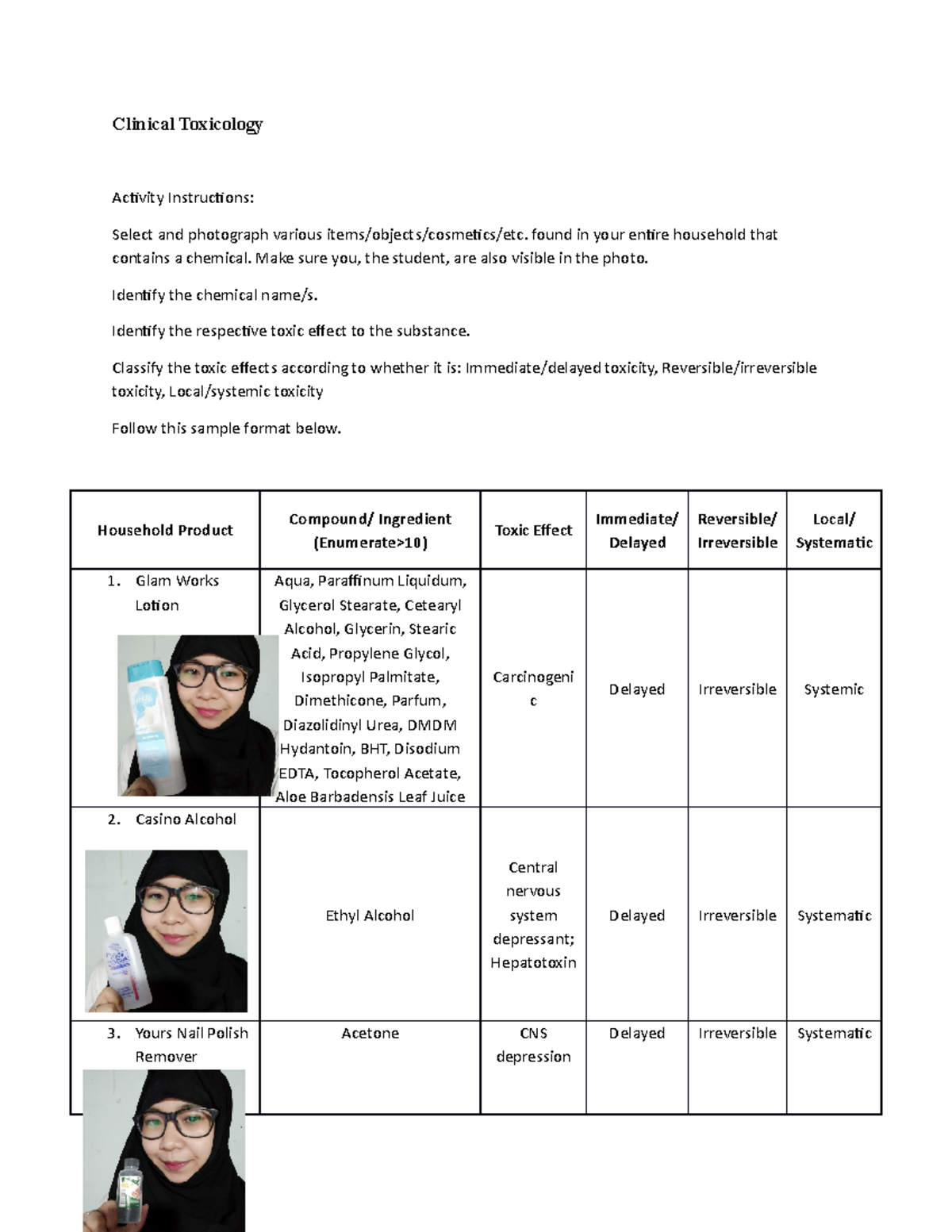 Toxicology Activity 1 - Clinical Toxicology - Studocu