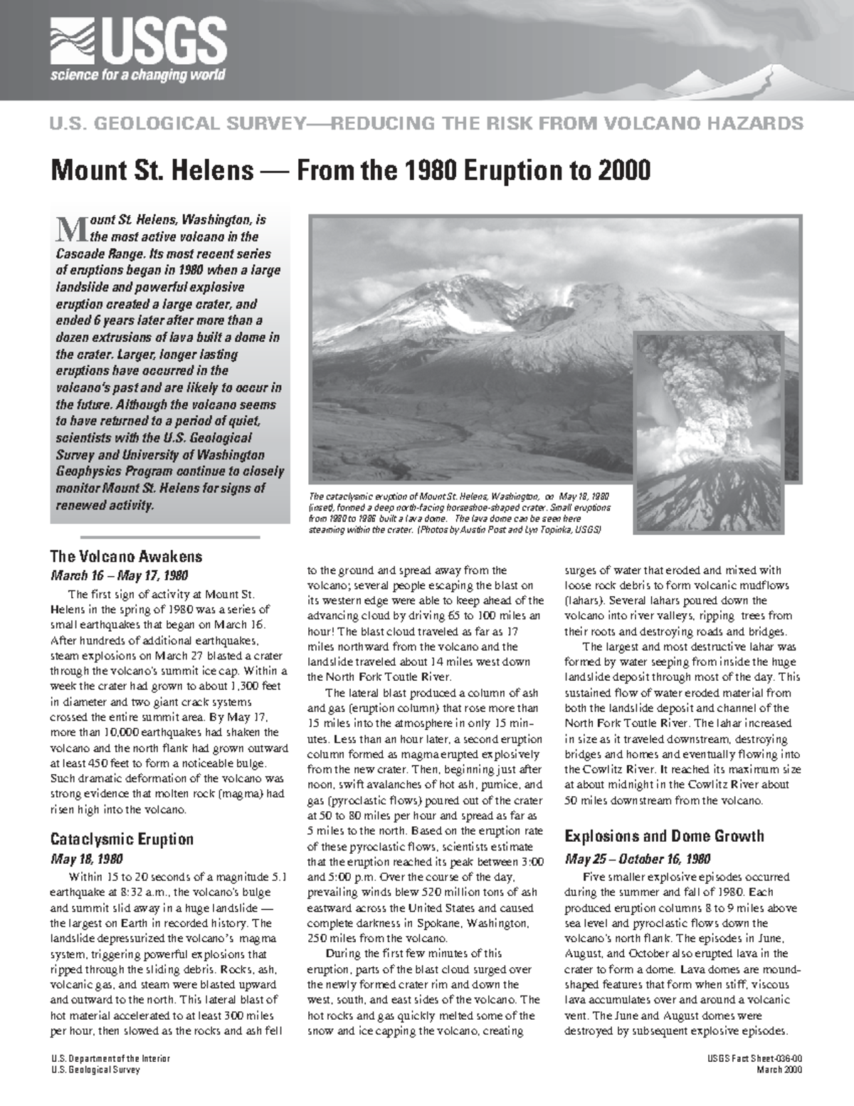 Mt St. Helens Eruption: A Study of Volcano Hazards and Risks - Studocu
