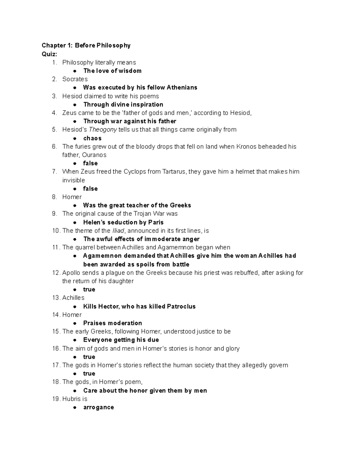 PHIL 101: Quiz on Chapter 1 - Before Philosophy and Its Lessons - Studocu