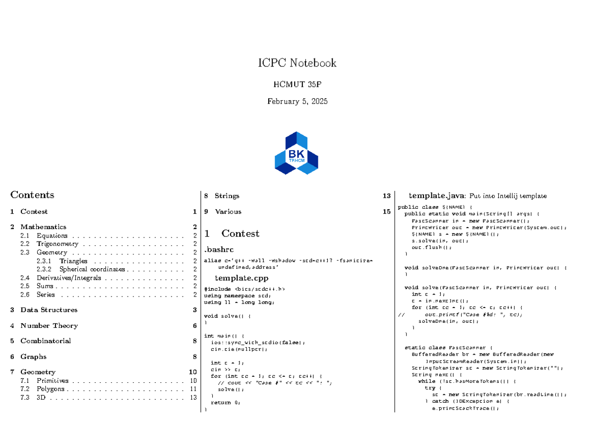 ICPC 35P - Comprehensive Notebook for Contest Preparation - Studocu