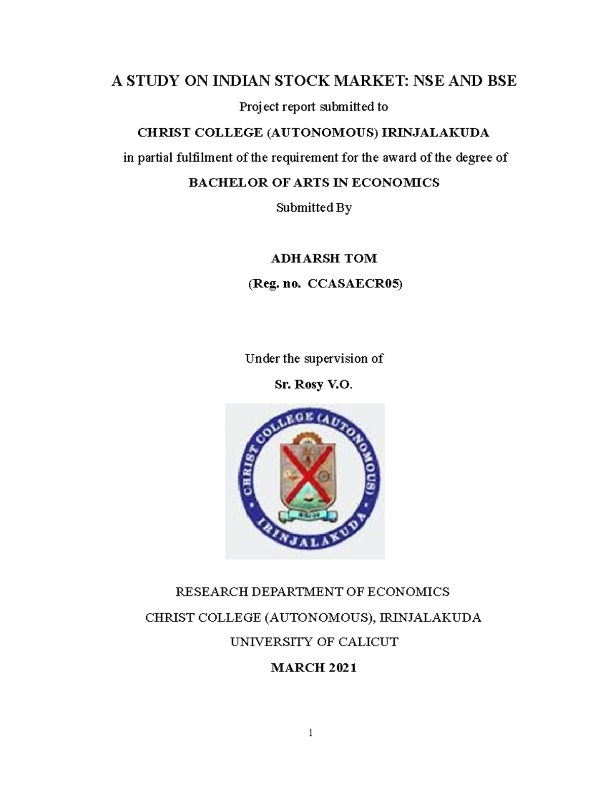 Ccasaecr 05 - Project Report on Indian Stock Market: NSE & BSE Analysis ...