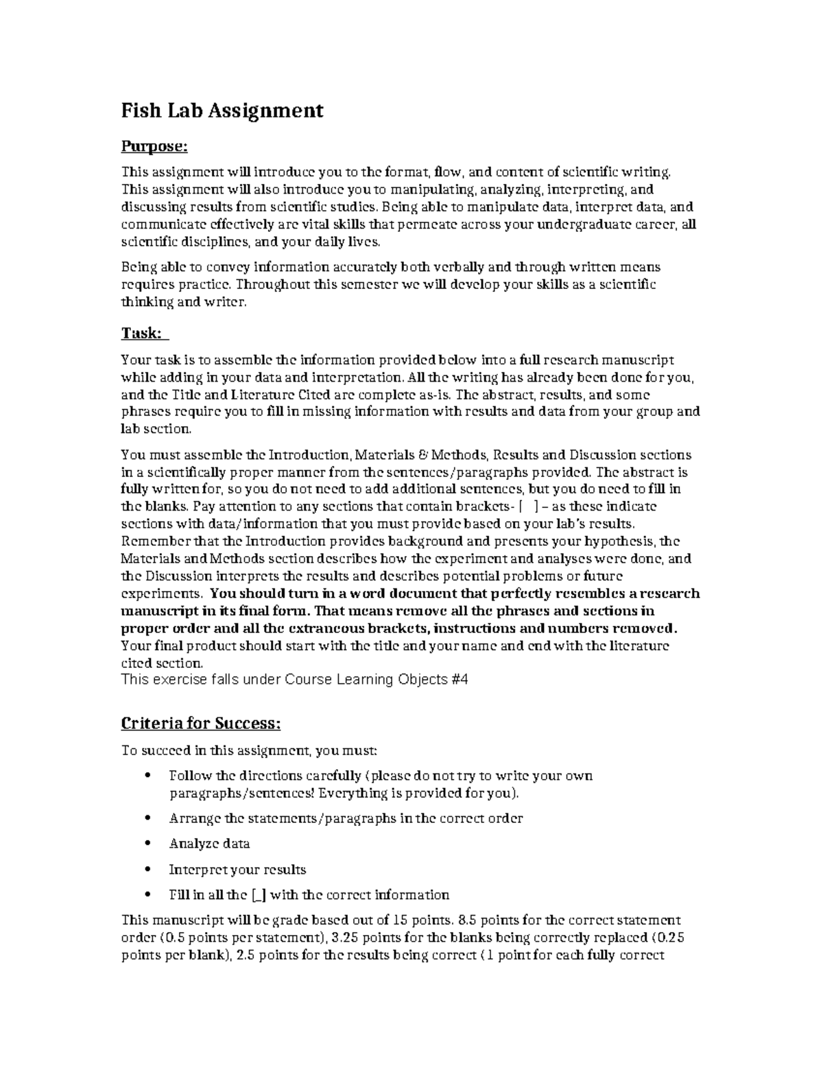 S25 Fish Lab Assignment: Analyzing Depth-to-Length Ratios in Streams ...