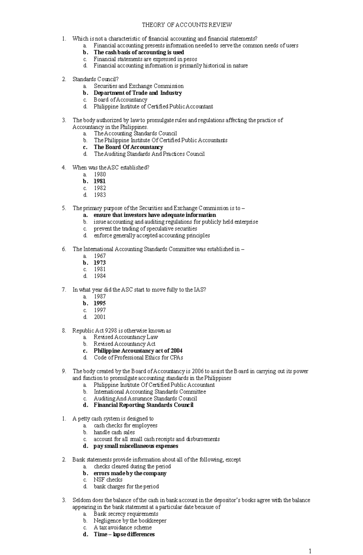 Theory of Accounts Review for Accounting 101: Key Concepts & Q&A - Studocu