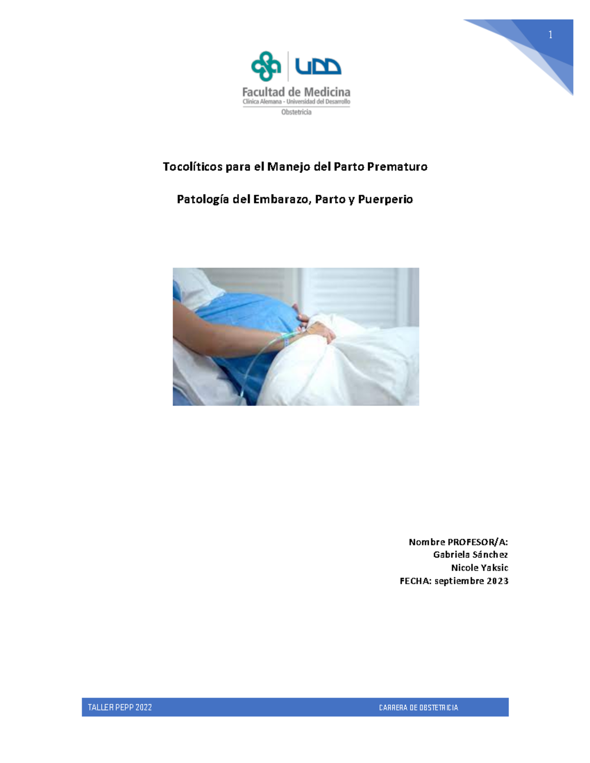 Manejo de Tocolíticos en Parto Prematuro (PP) - Notas Clínicas - Studocu