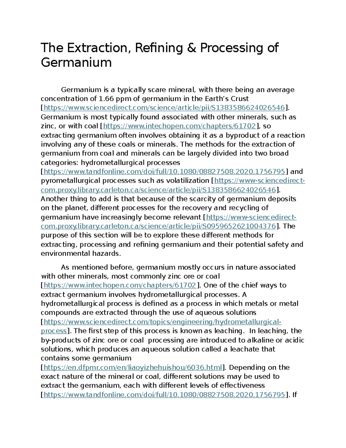 Extraction and Processing of Germanium: Methods and Hazards - CHEM 101 ...