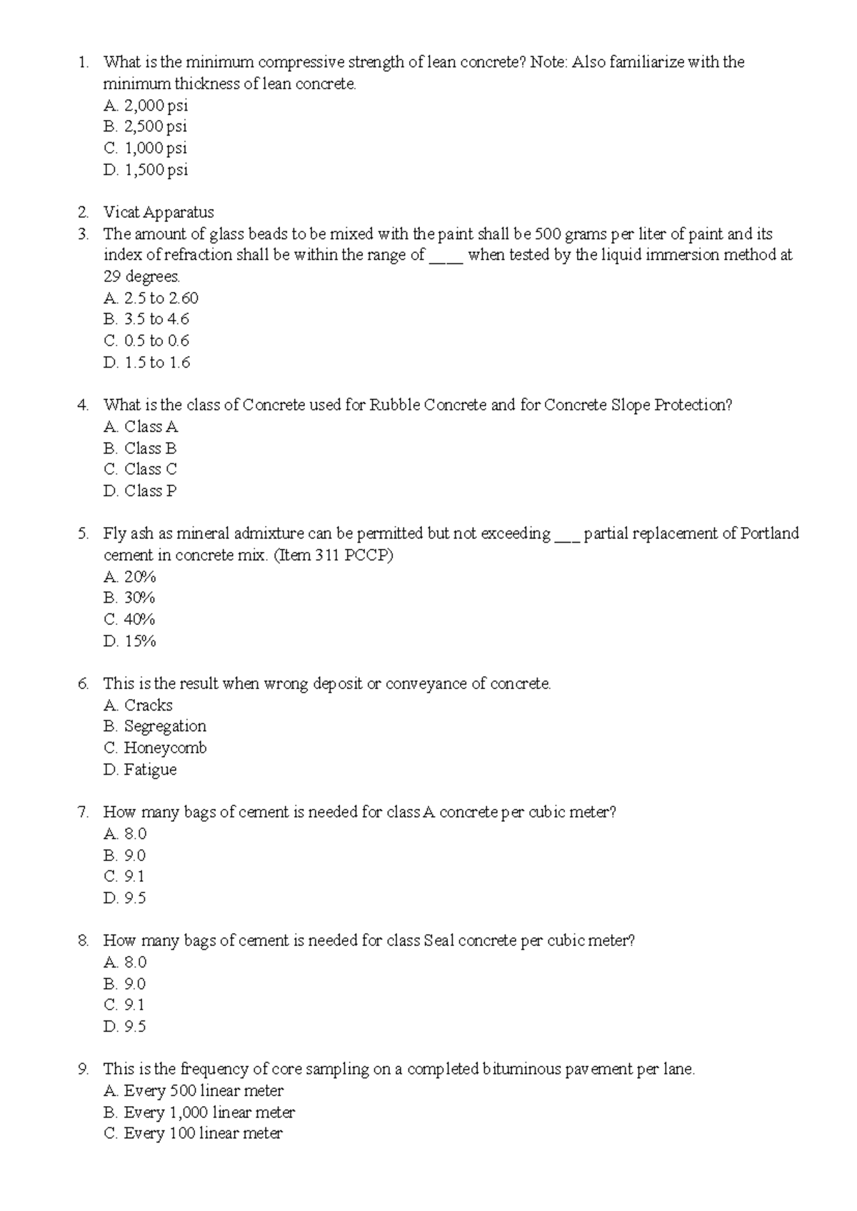 CE 101: Lean Concrete Compressive Strength & Testing Methods - Studocu