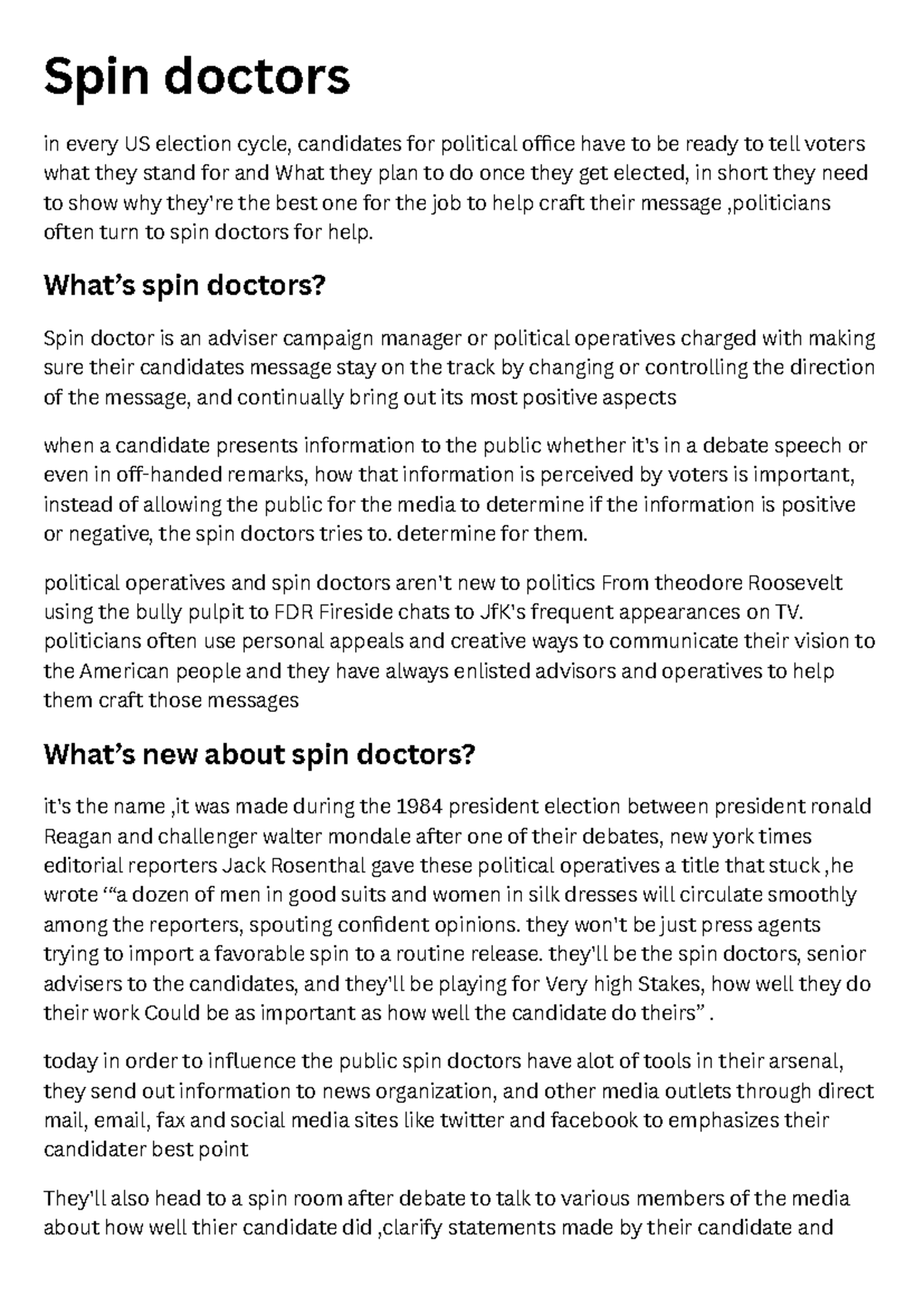 Political operatives and spin doctors - Spin doctors in every US ...