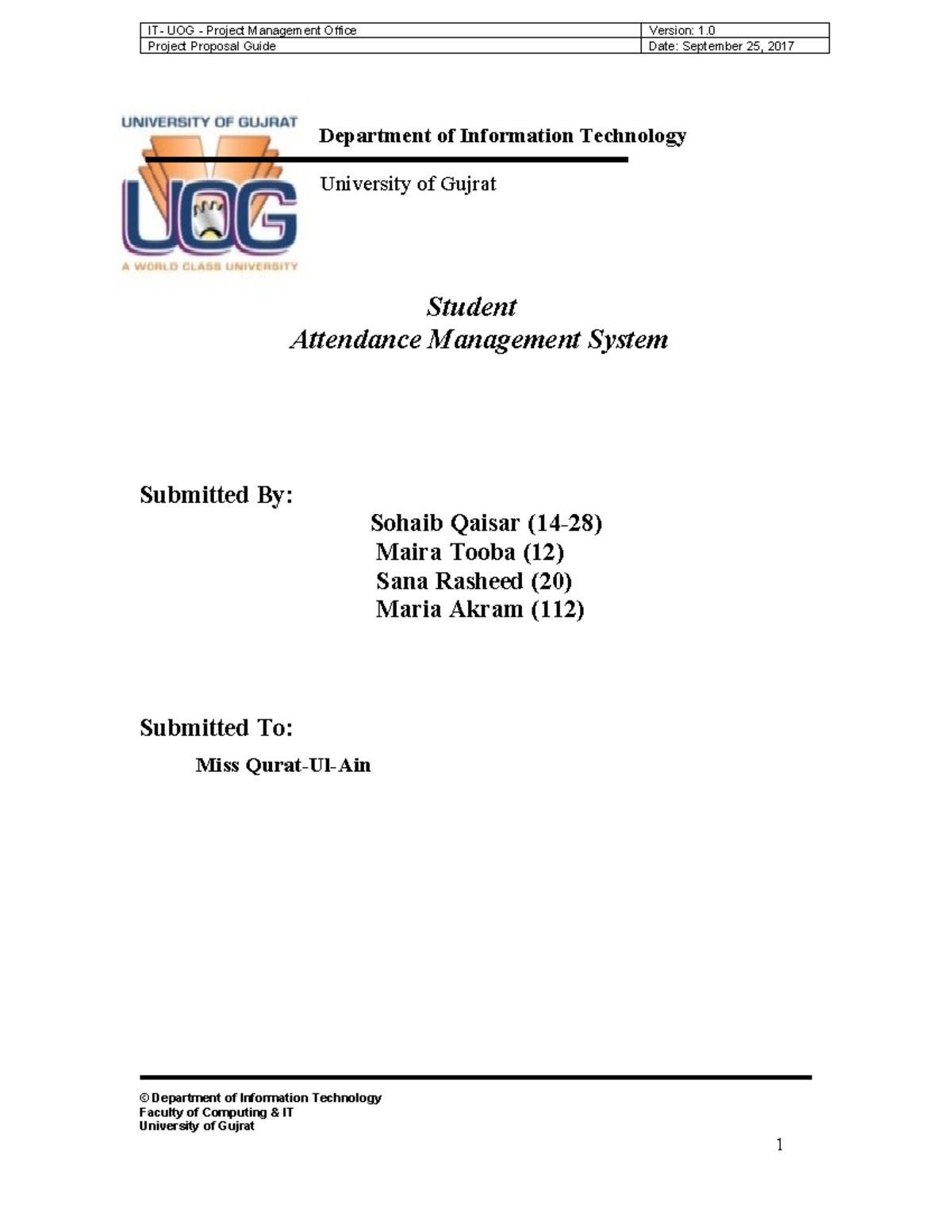 Student Attendance Management System Proposal IT 2023 - Studocu