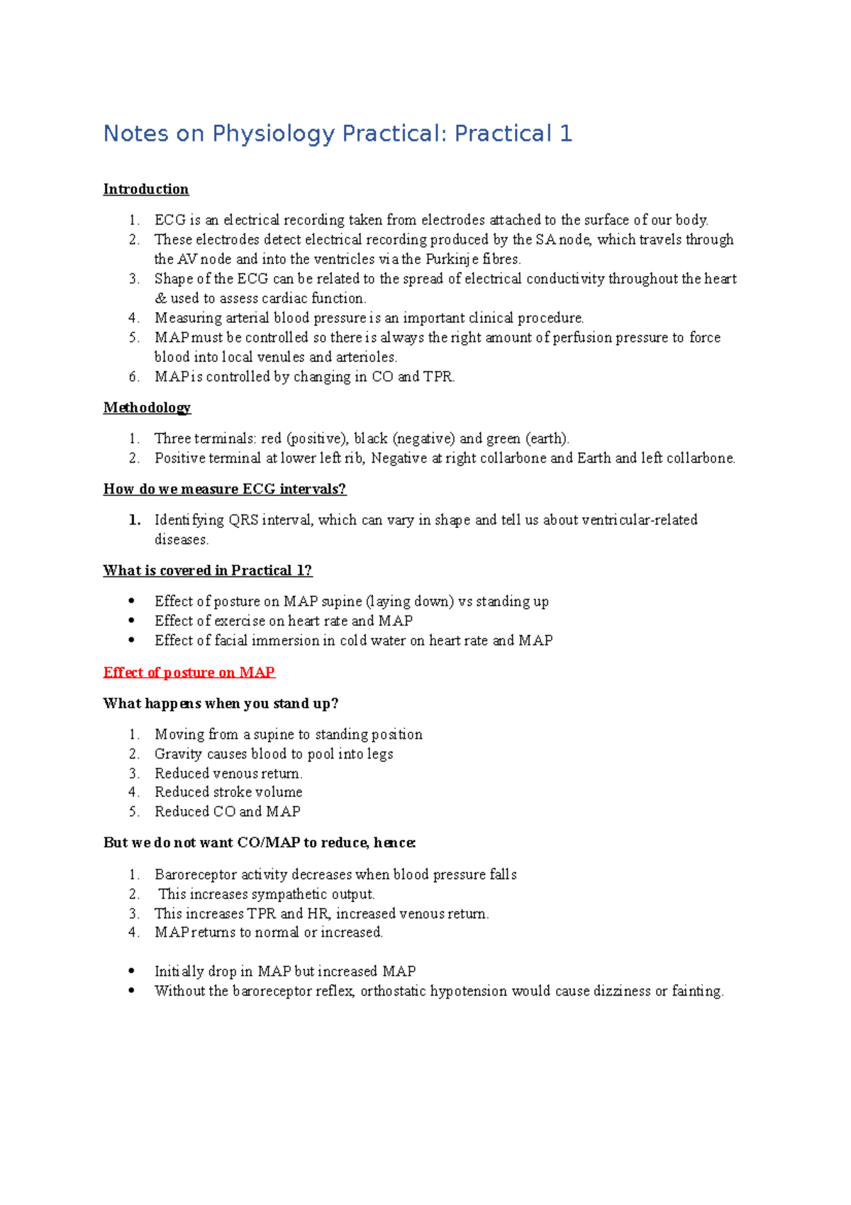 Physiology Practical 1 Notes - Notes on Physiology Practical: Practical ...