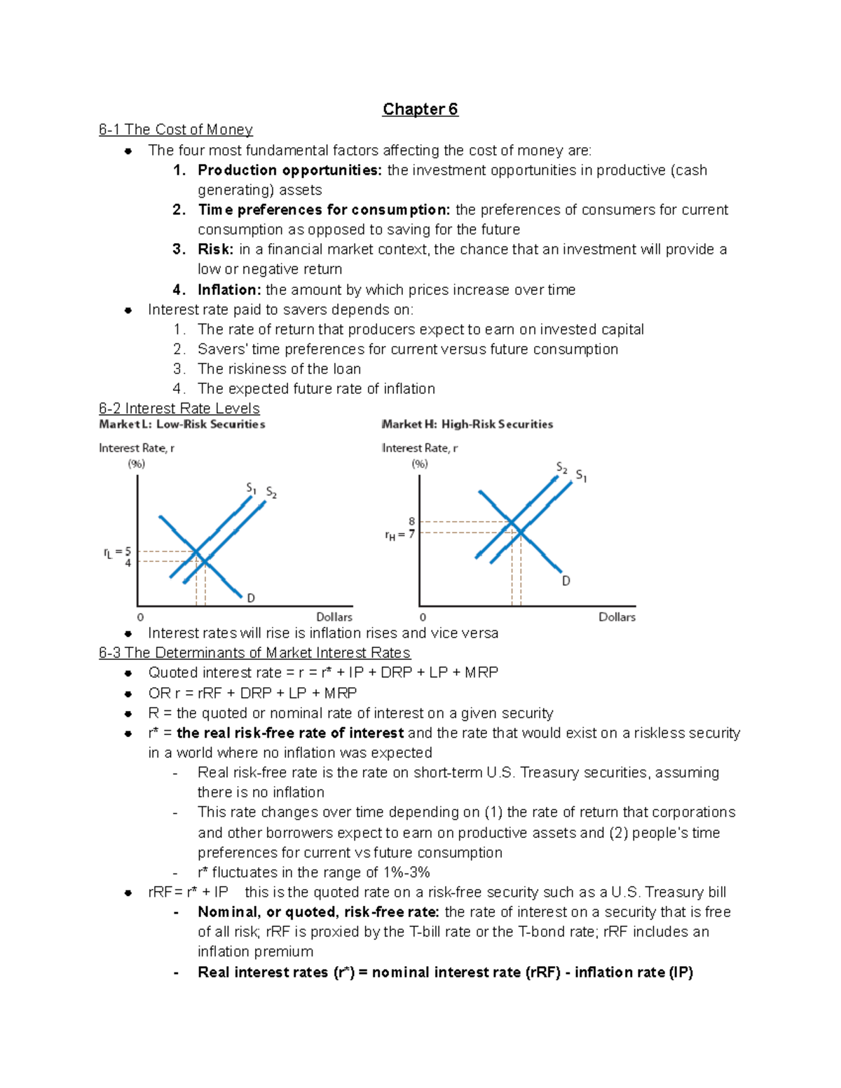 FM CH6 - Financial Management Exam Notes on Interest Rates and Cost of ...