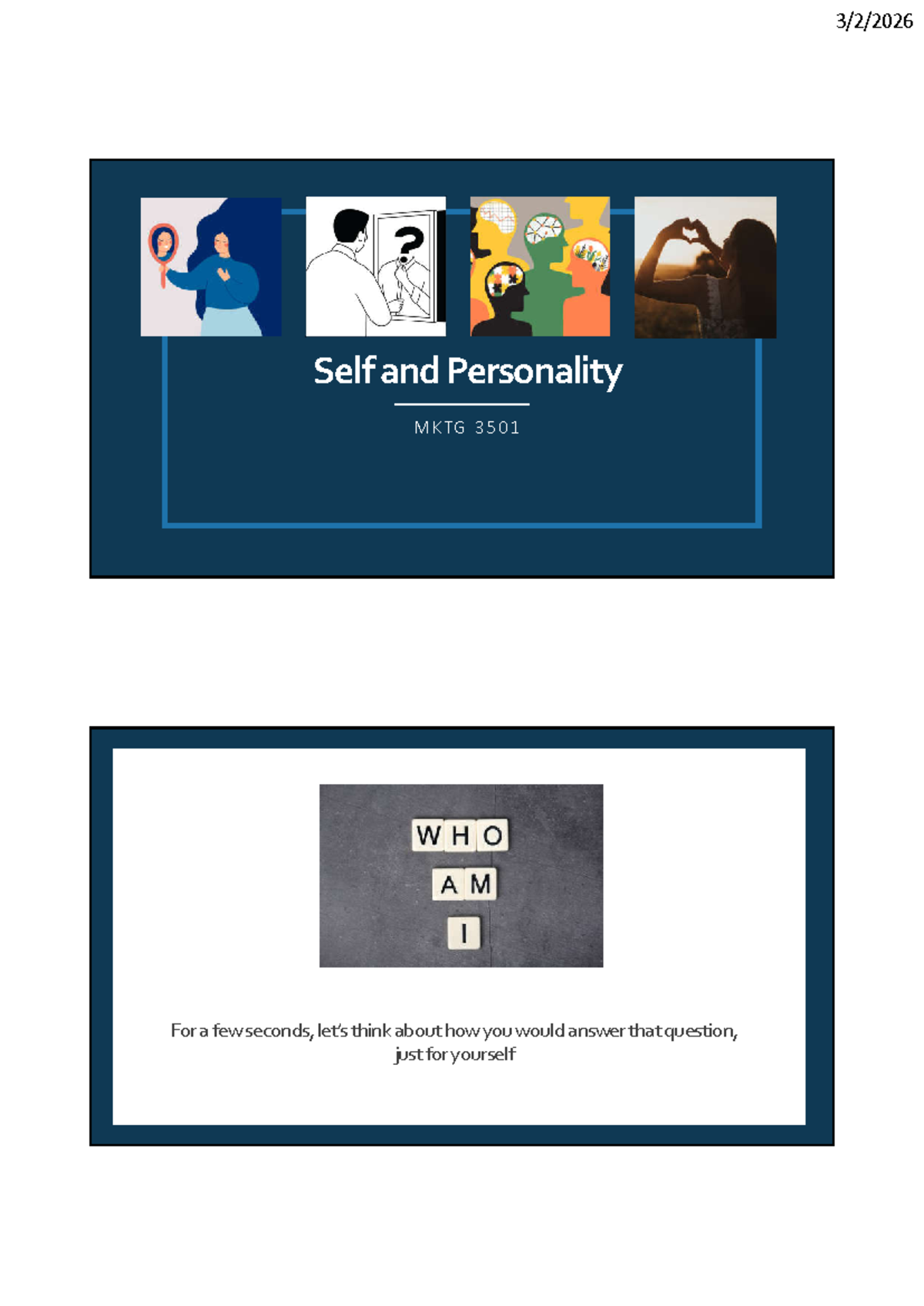 Week 5 - Self and Personality Insights MKTG 3501 - Studocu