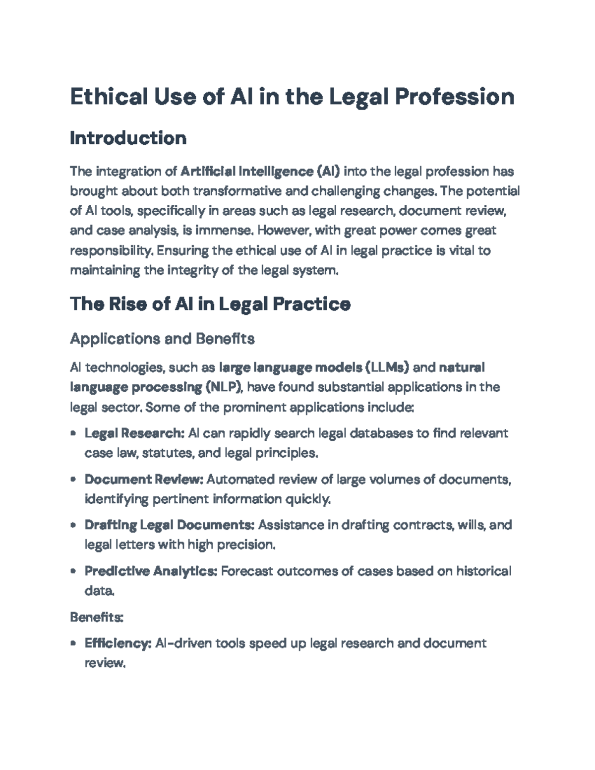 Ethical Use of AI in the Legal Profession: Challenges & Best Practices ...