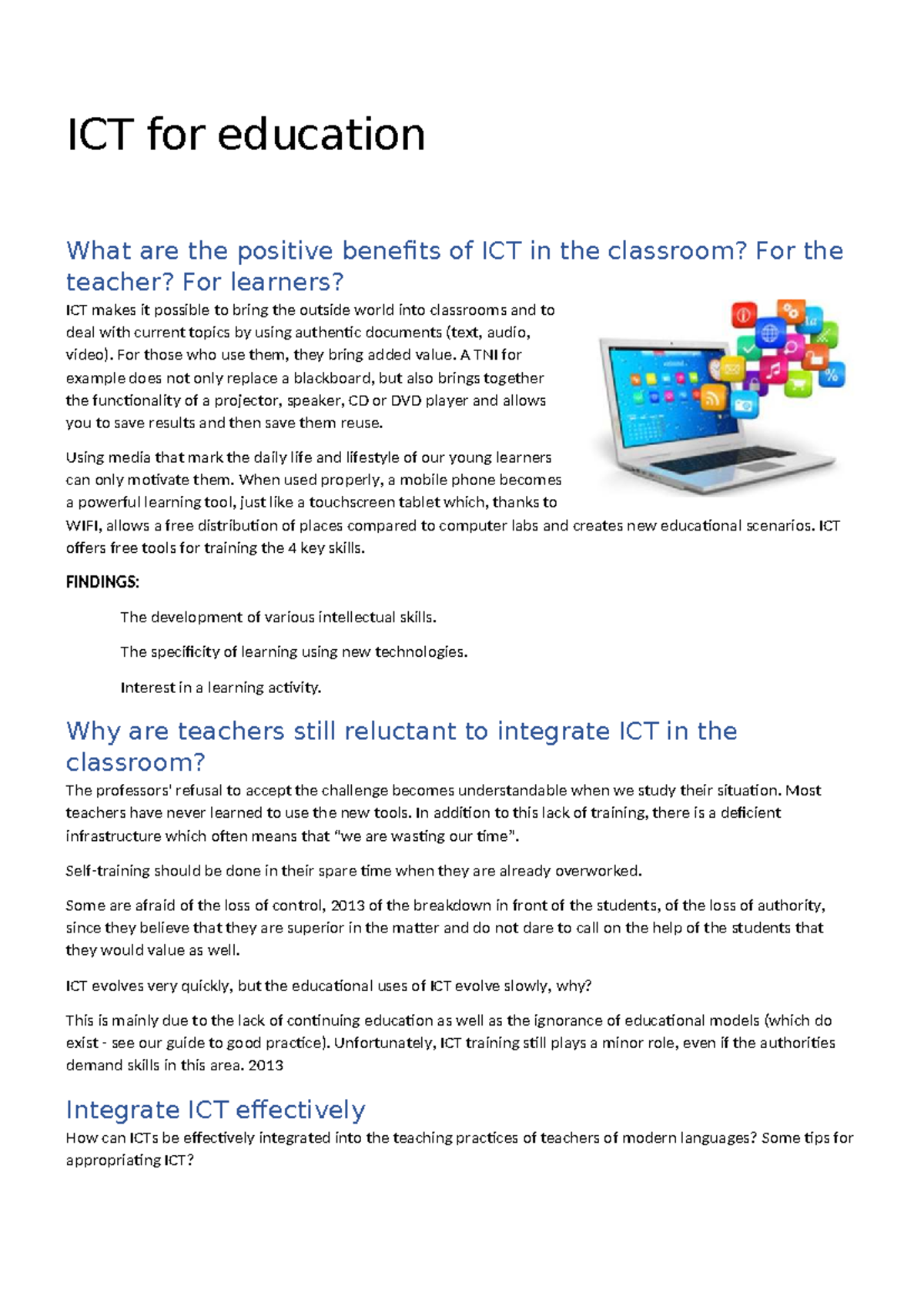 ICT in Education: Benefits, Challenges, and Effective Integration ...