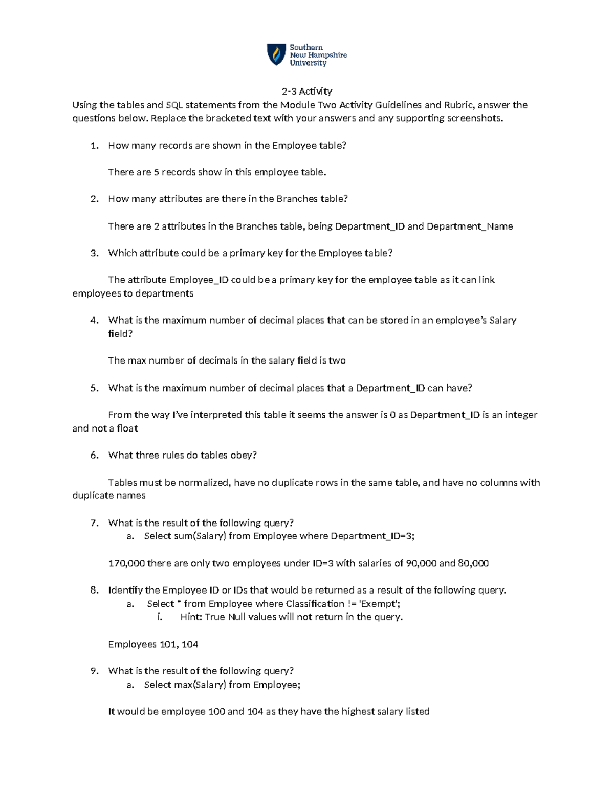 T DAD220Activite 2-3 - Complete assignment from week 2 - 2-3 Activity ...