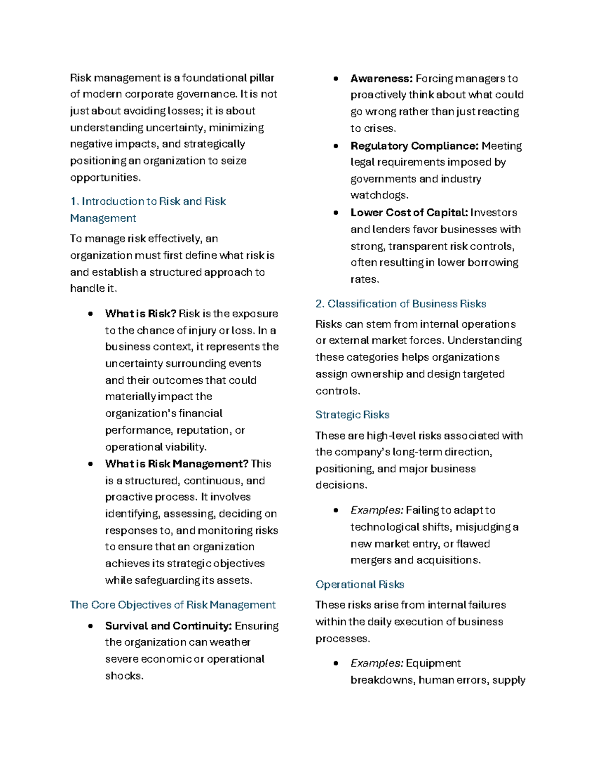 C11 - Risk Management: Foundations, Processes, and Ethics - Studocu