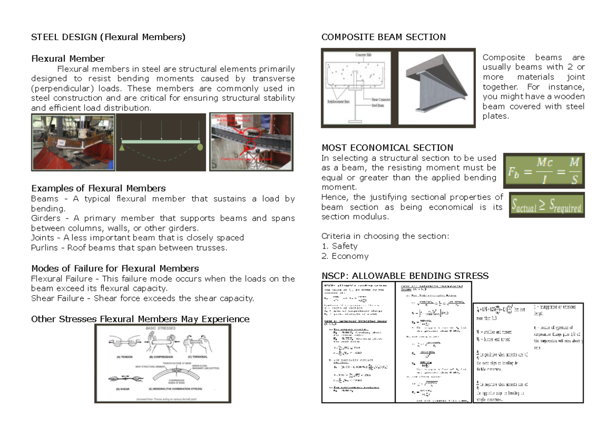 Steel Design Review: Analysis of Flexural Members and Failures - Studocu