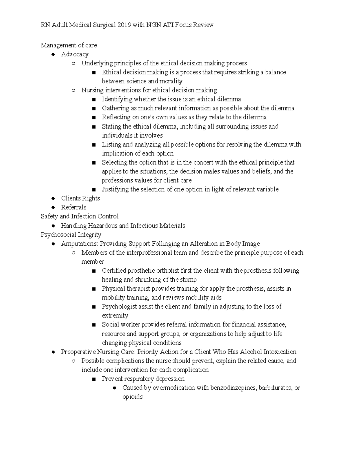 RN Adult Medical Surgical 2019 NGN ATI Focus Review Study Guide - Studocu