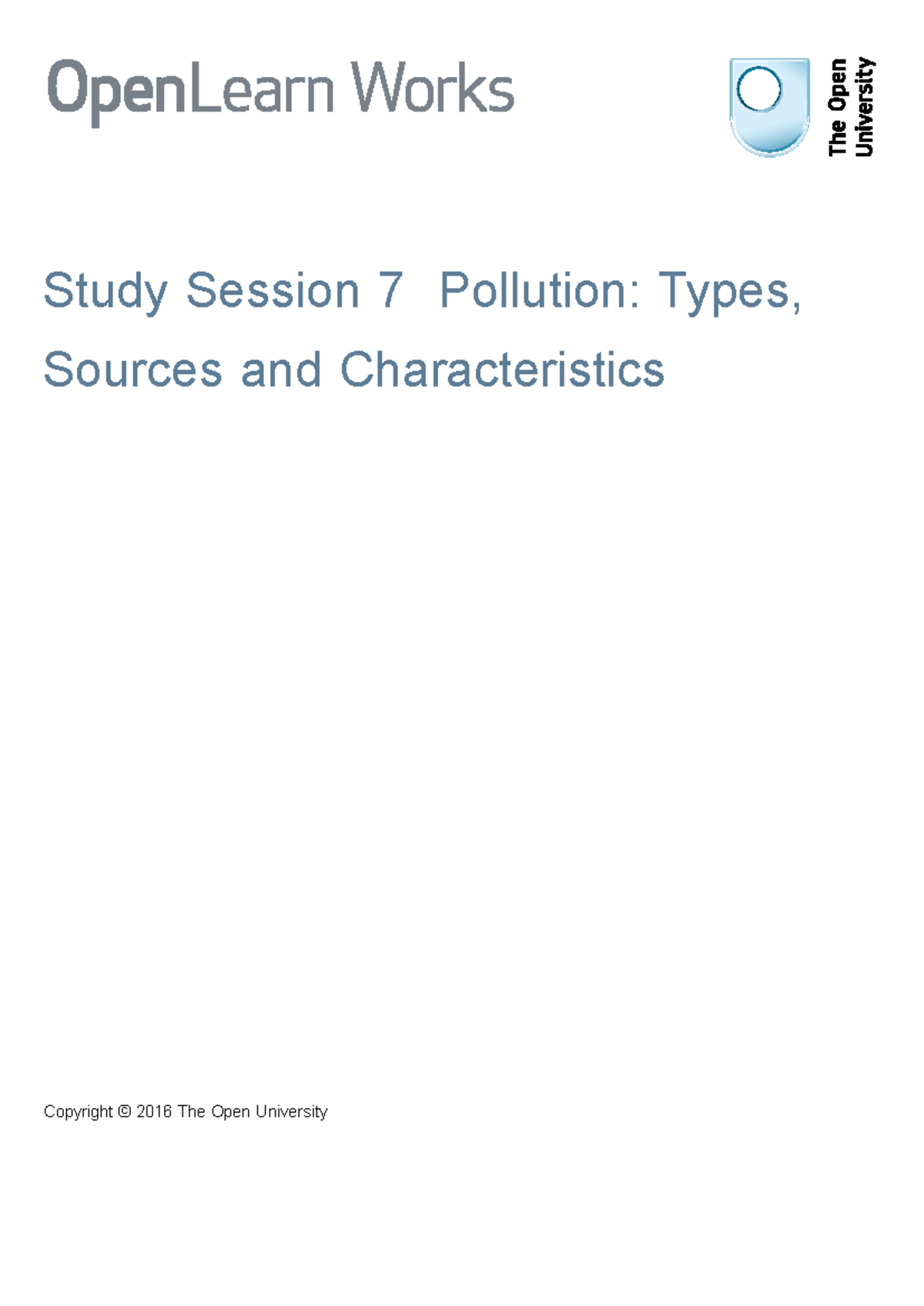 Pollution: Types, Sources, and Characteristics - Study Session 7 - Studocu