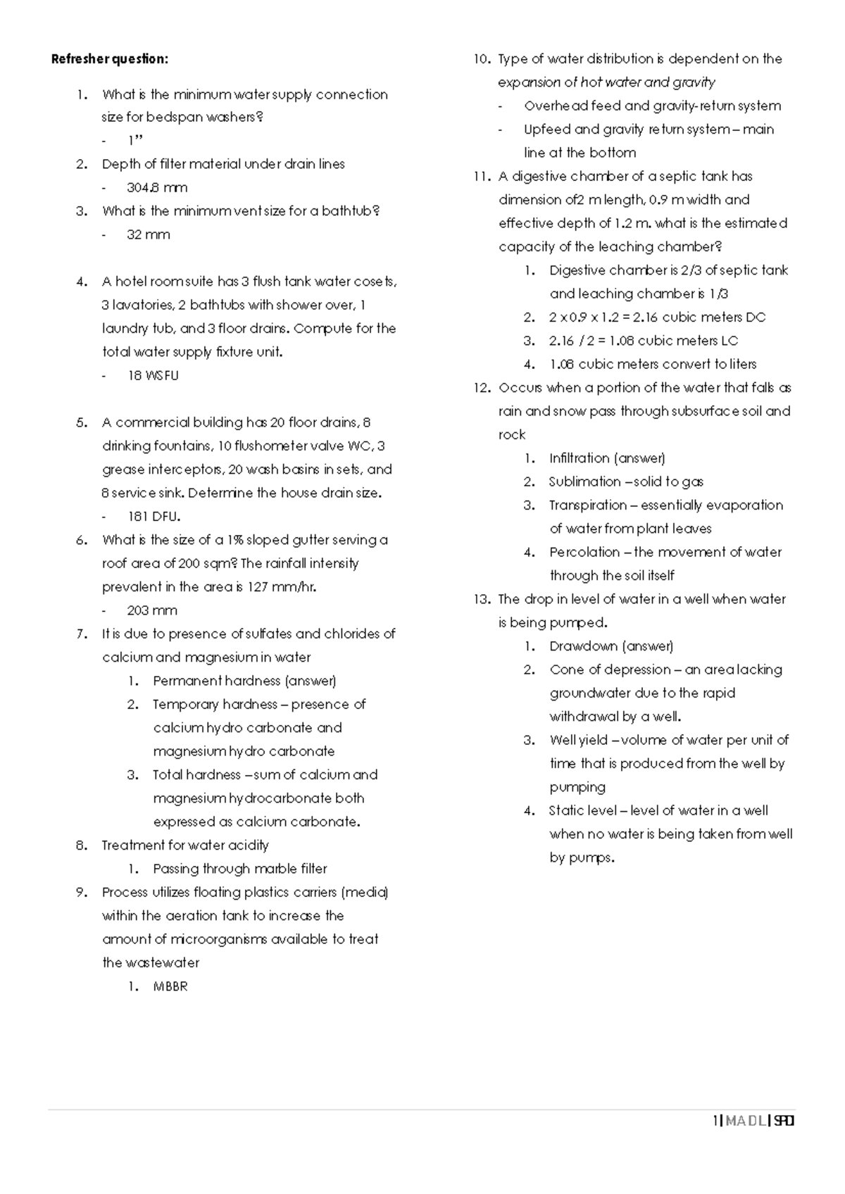 SPDI Lecture Notes: Key Concepts in Sanitation, Plumbing Design ...