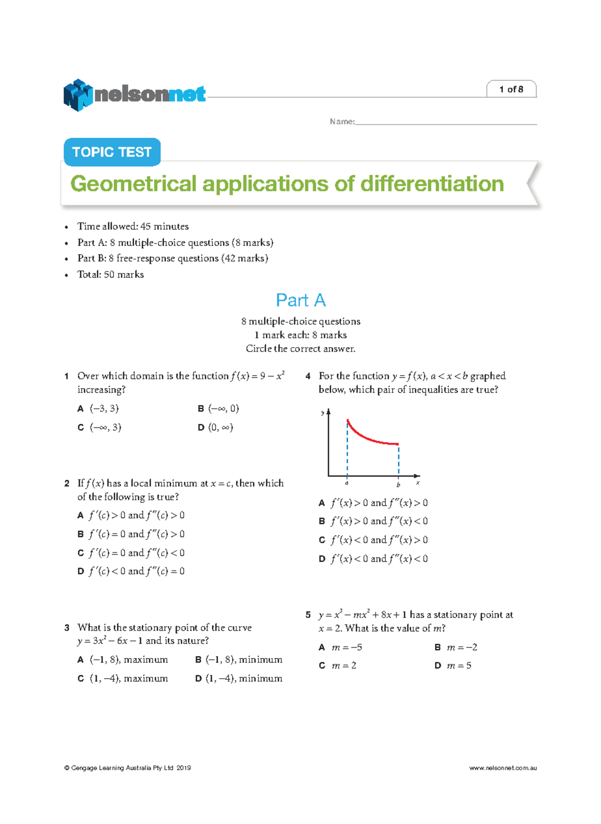 Geometrical Applications of Differentiation Test (MATH101) - Studocu