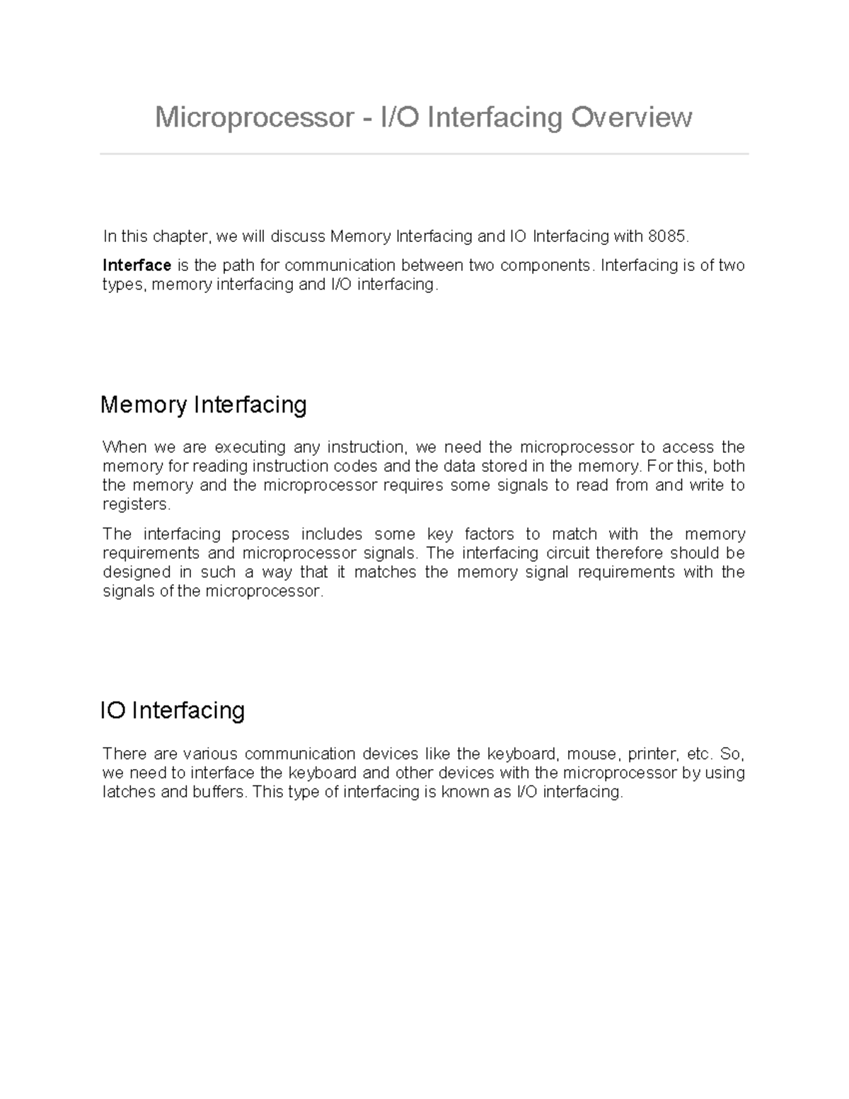 Memory interfacing - mpmc notes - Microprocessor - I/O Interfacing ...