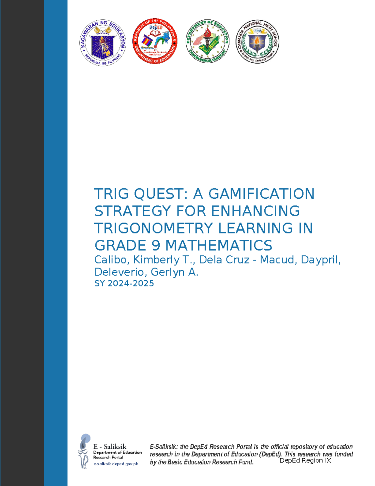 TRIG Quest: Gamification Strategy for Grade 9 Trigonometry Learning ...