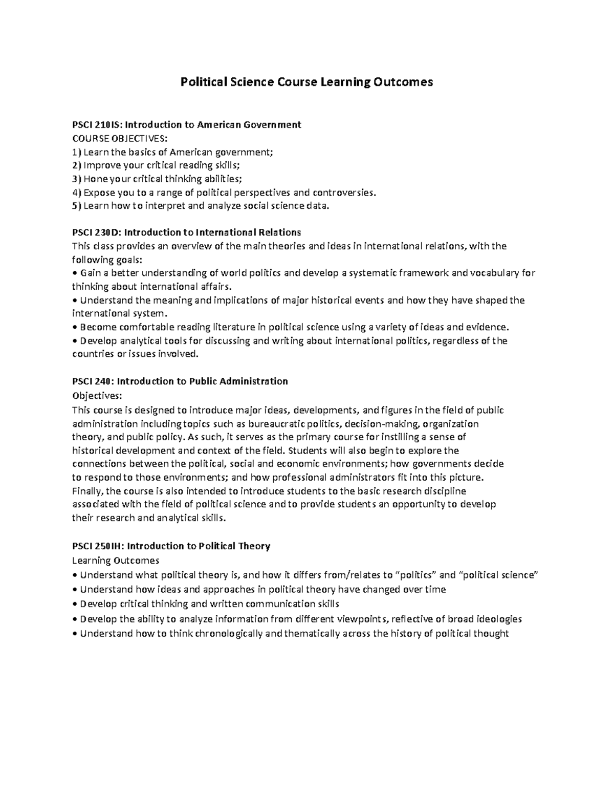 Learning Objectives - Want to know more politics - Political Science ...