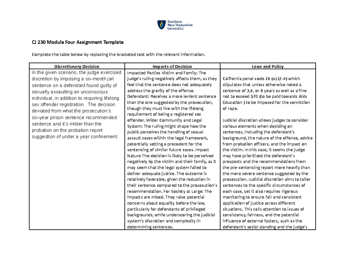 CJ 230 Module Four Assignment Template - CJ 230 Module Four Assignment ...