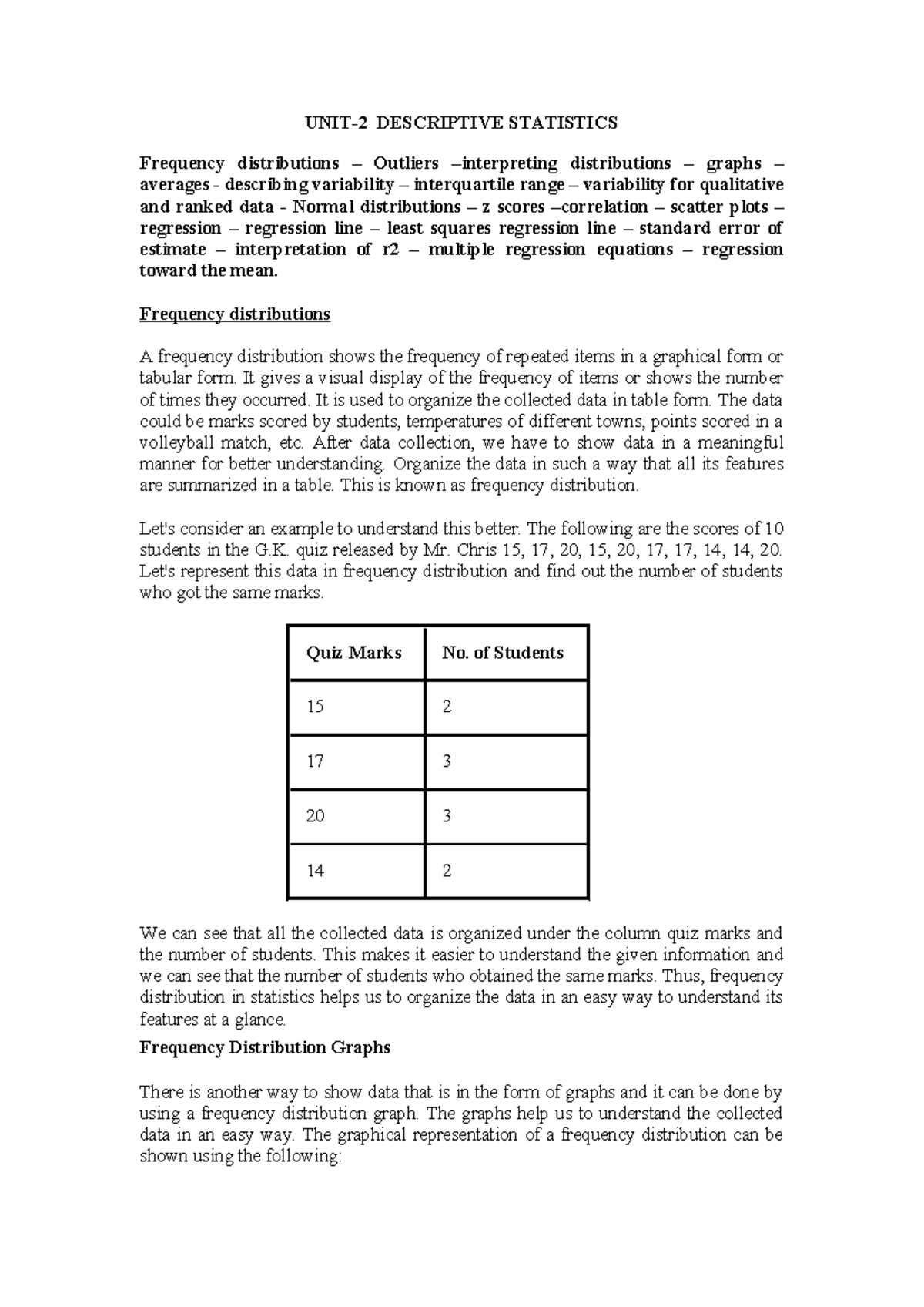 UNIT-2 Descriptive Statistics: Concepts & Visualizations in Data ...