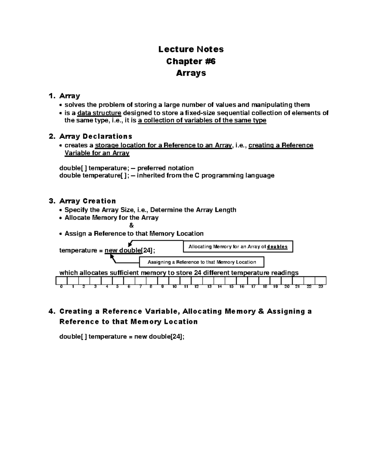 Ch6-arrays - important notes on arrays - Lecture Notes Chapter Arrays 1 ...