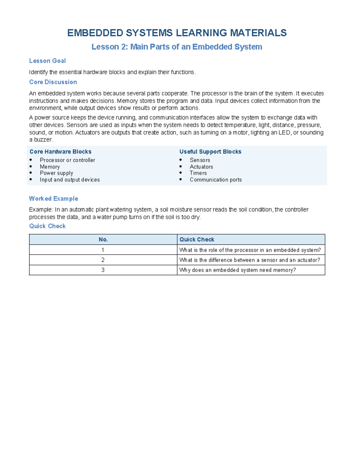 Embedded Systems (ES) Lesson 2: Key Hardware Components Explained - Studocu