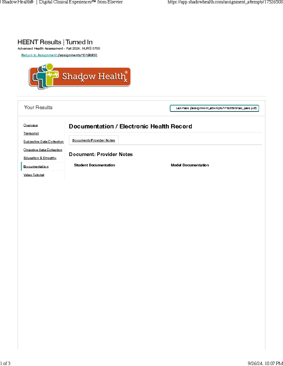 HEENT Documentation for Advanced Health Assessment - NURG 5700 - Studocu