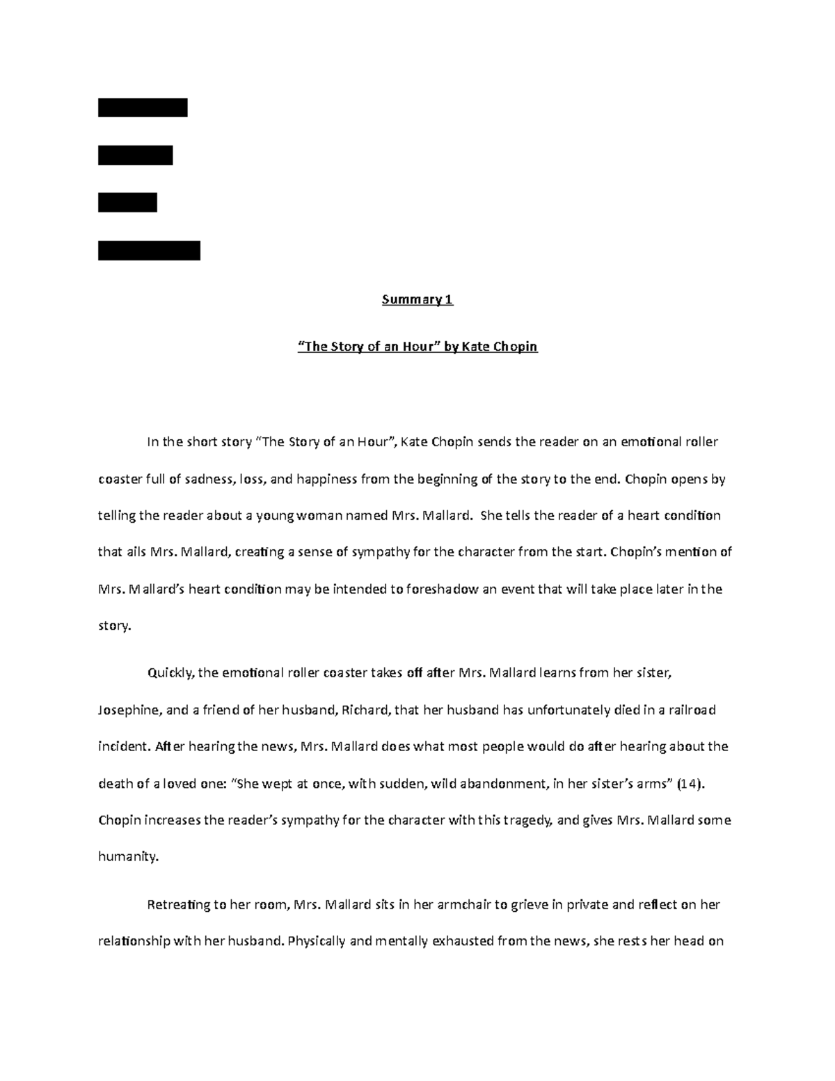 The Story of an hour - Lakota Murrell Jasara Hines ENC 1102 19 October ...