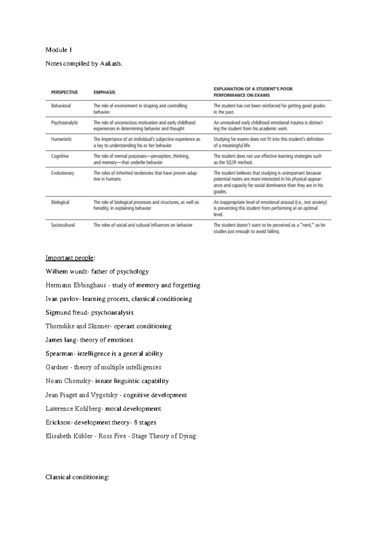 Module 1: Key Concepts in Psychology and Developmental Theories - Studocu